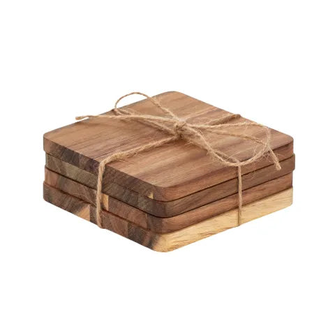 Acacia Wood Square Coasters 10cm - Set of 4– Rapt in a Box
